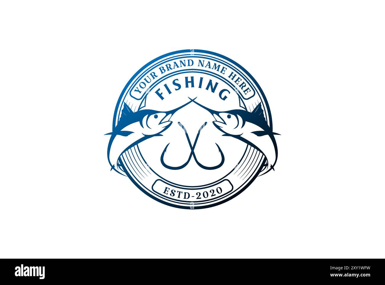 Round Twin Marlin Sword Fish Badge Emblem Label for Angler Club Logo ...