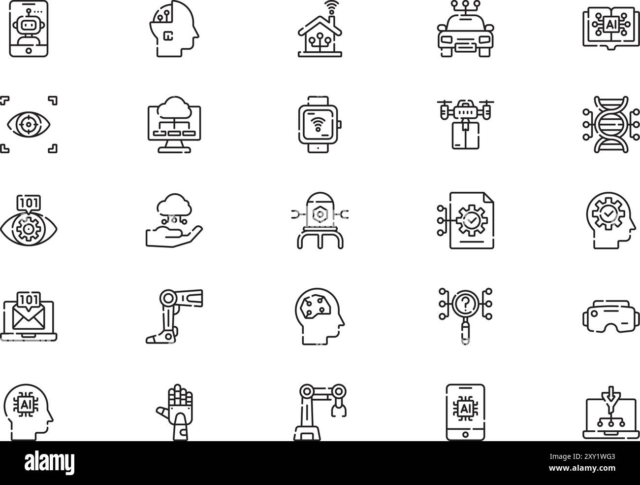 Artificial intelligence icons collection is a vector illustration with editable stroke Stock ...