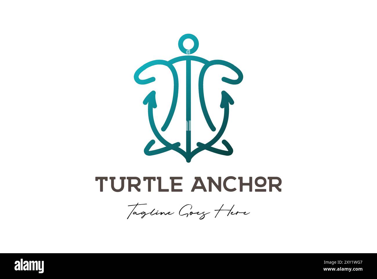 Line Art of Ocean Marine Nautical Turtle Anchor Logo Design Vector ...