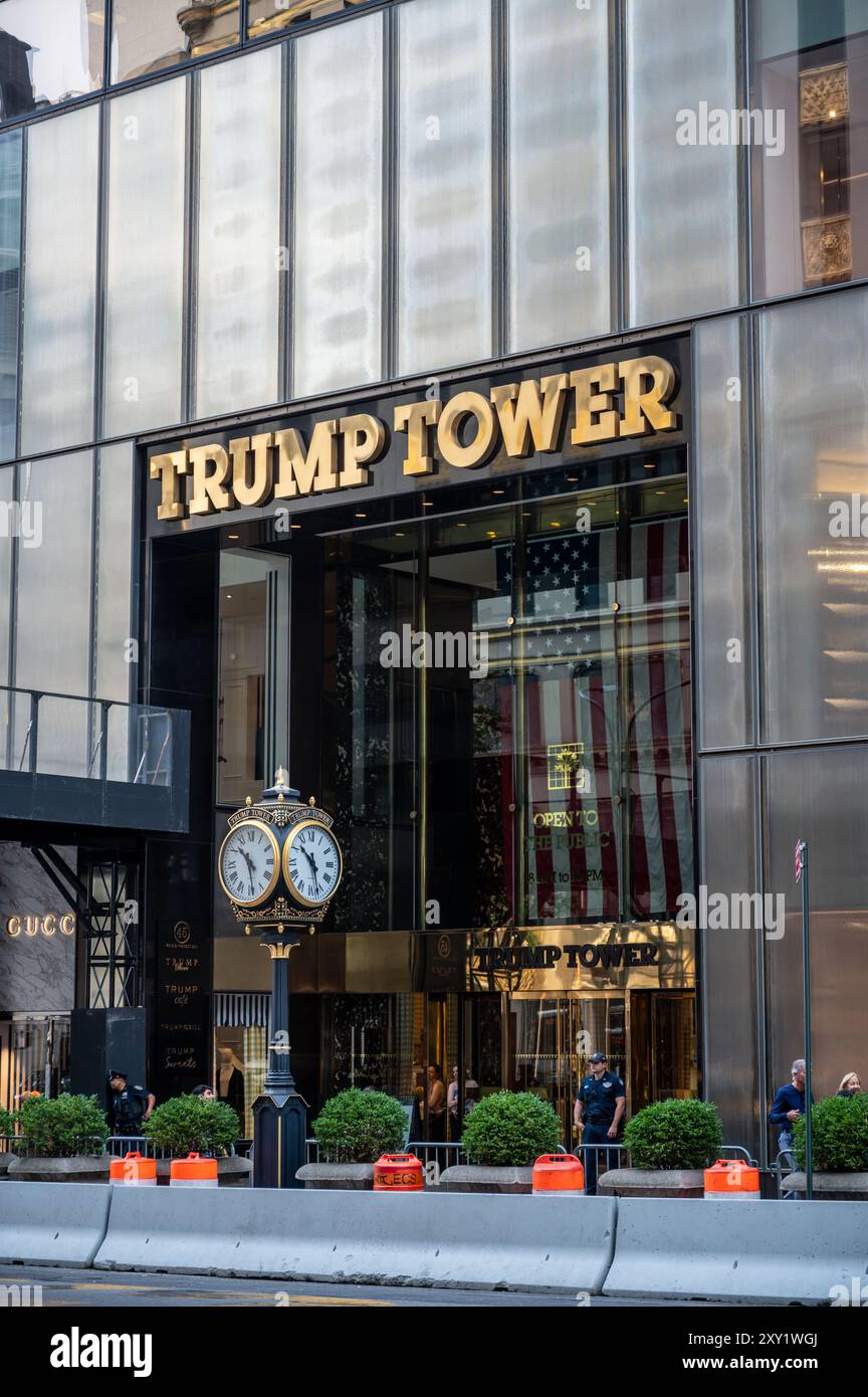 New York, NY, USA. August 17, 2024. The entrance to Trump Tower ...