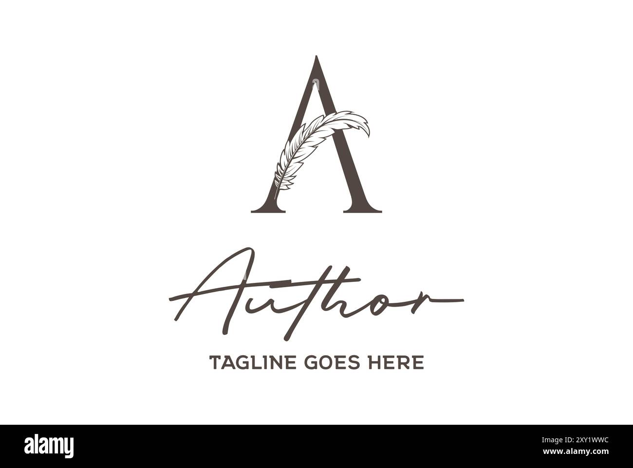 Initial Letter A with Quill Feather Pen for Author Signature ...