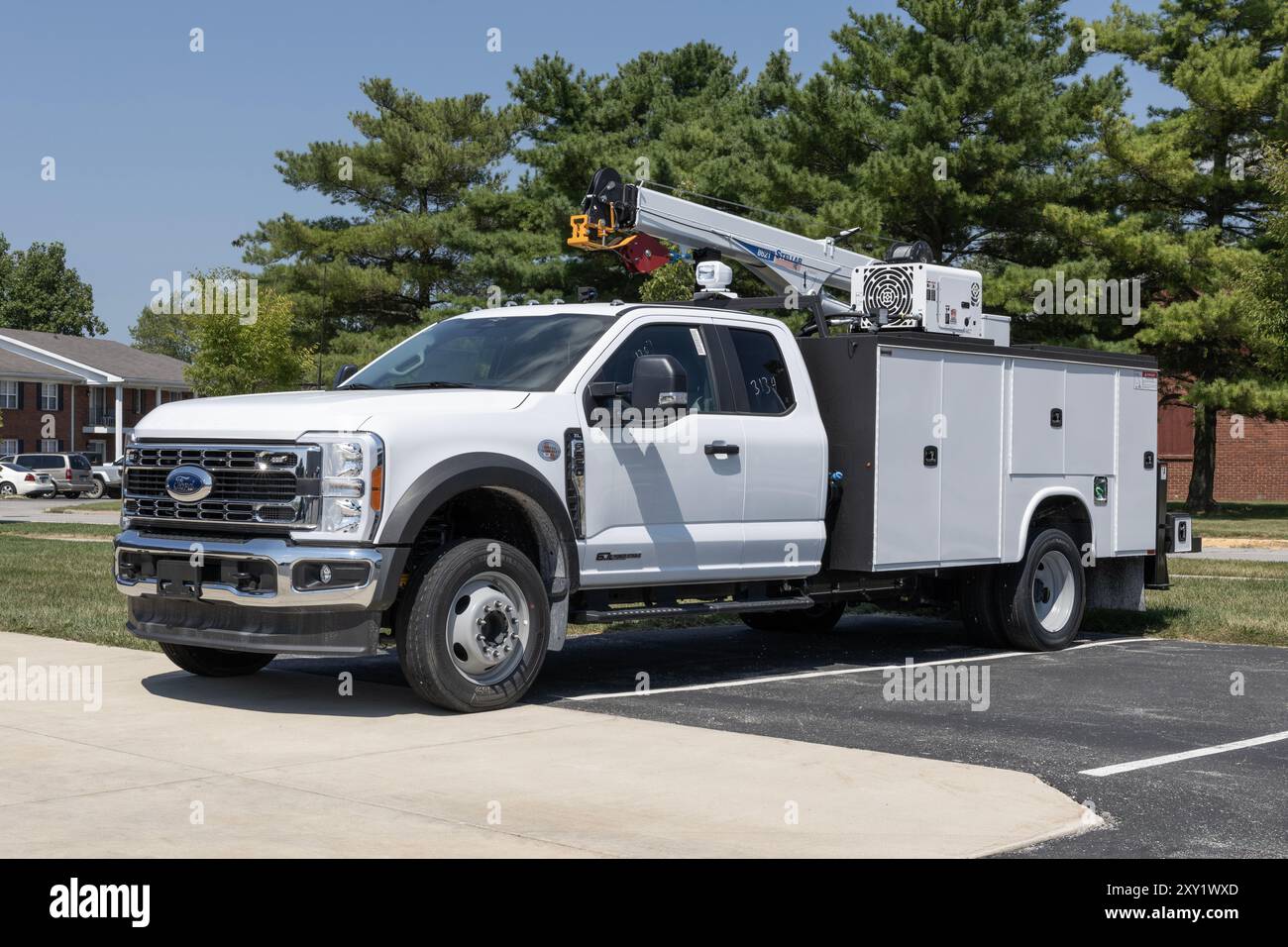 Kokomo - August 25, 2024: Ford F-550 Chassis Crew Cab 4X2 with Stellar ...