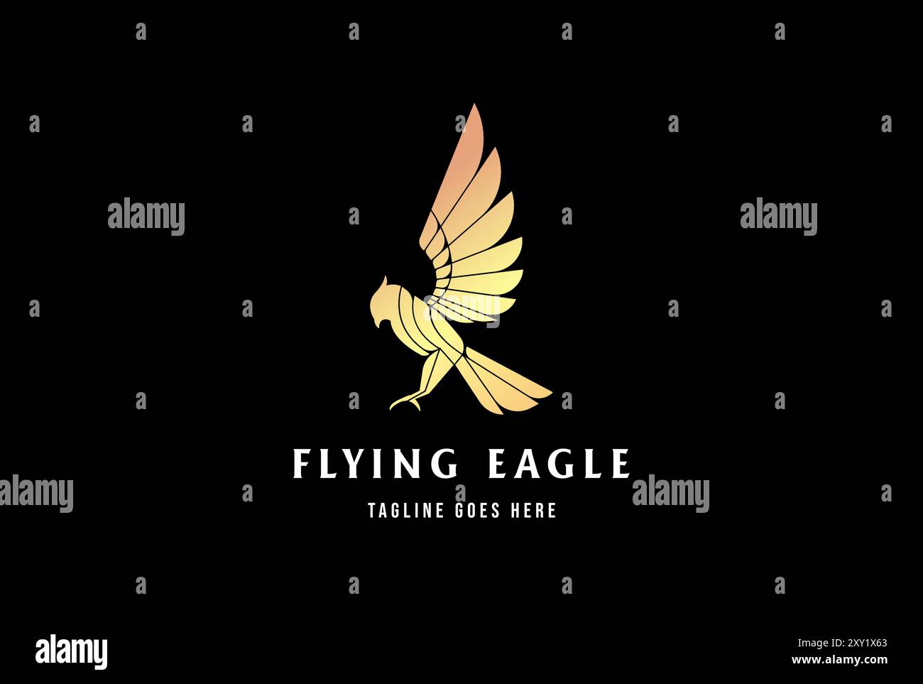 Luxury Golden Flying Eagle Hawk Falcon Phoenix Monogram Logo Design ...