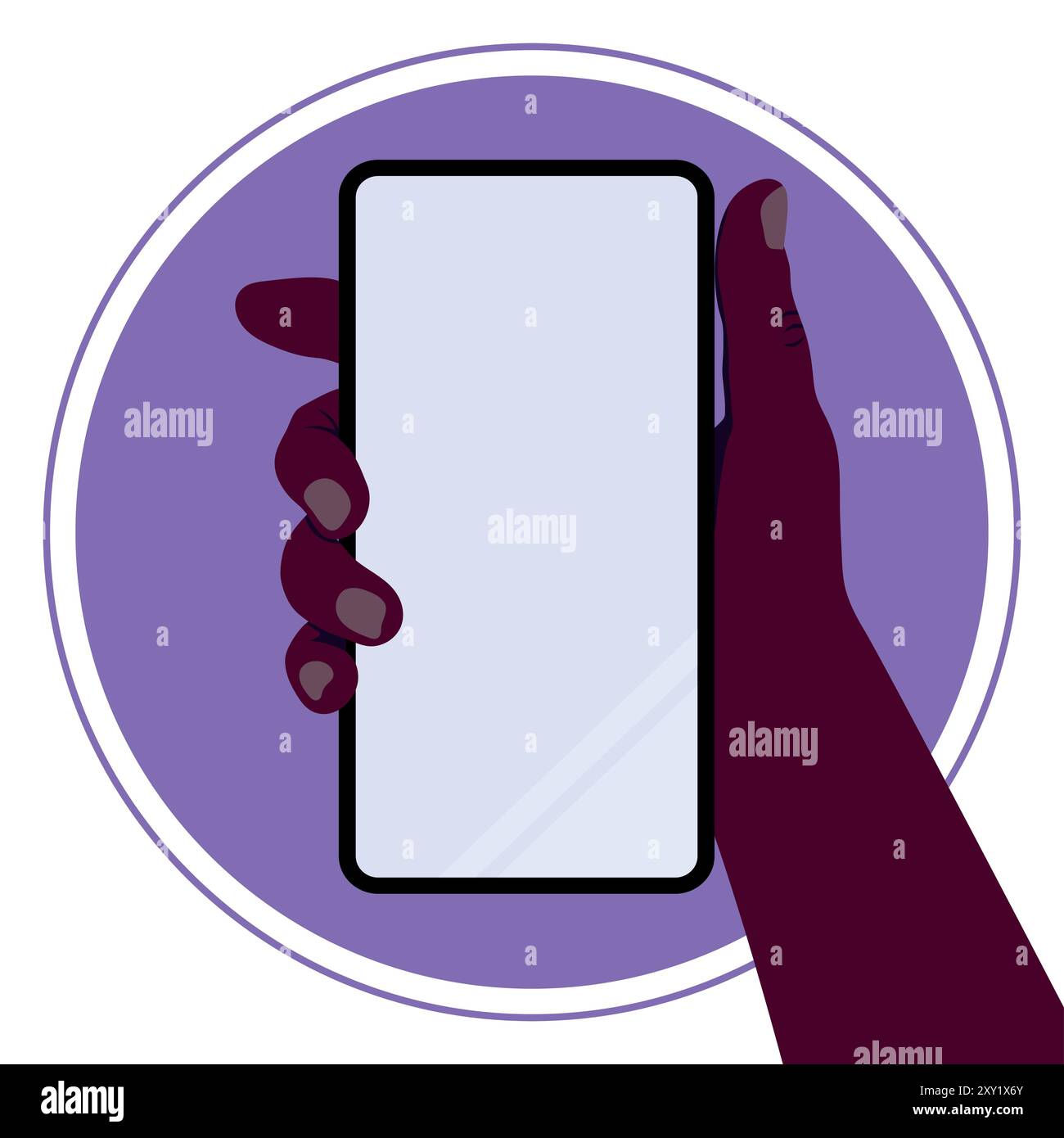 African American man holding a smartphone. Phone in hand. Vector ...