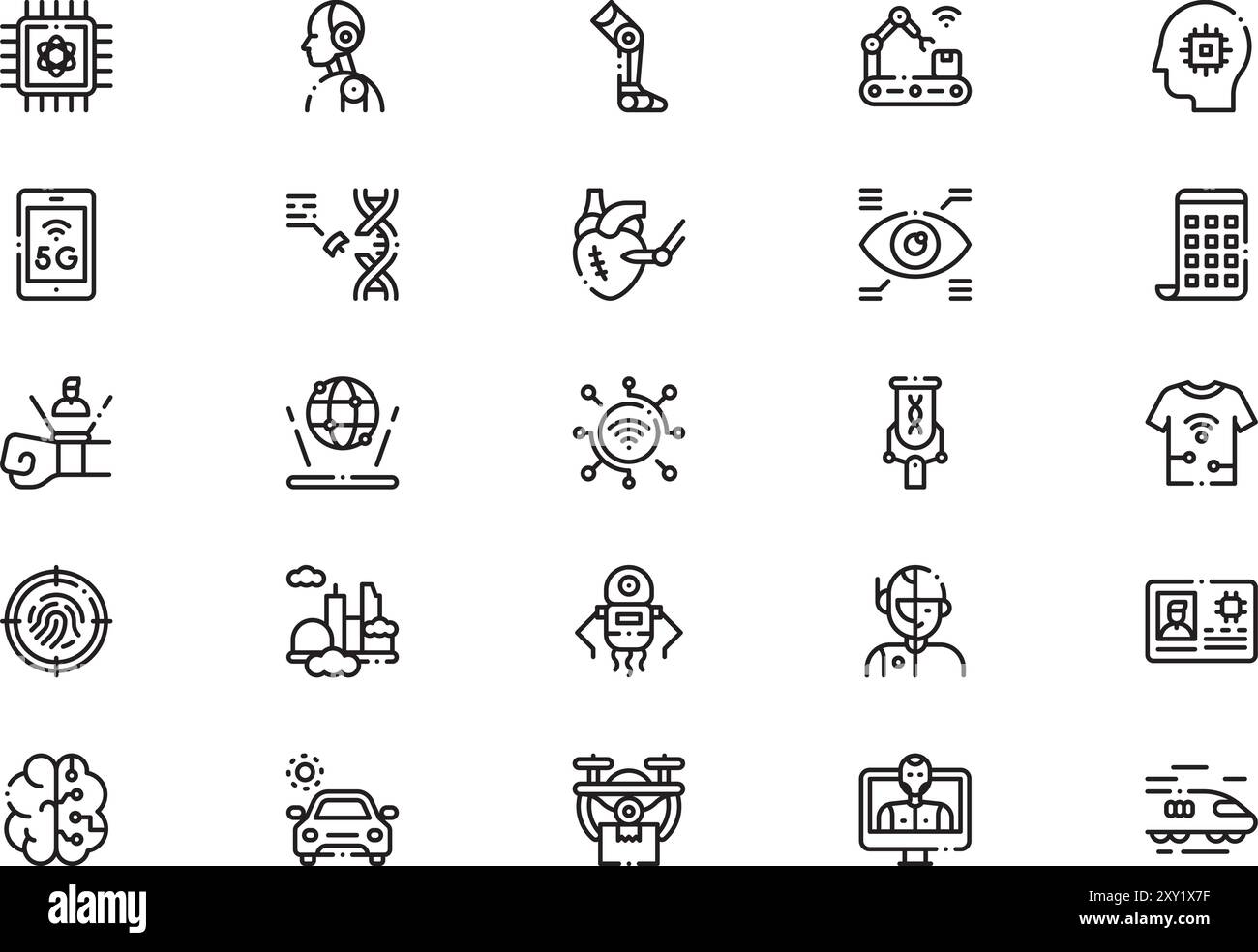 Futuristic technology icons collection is a vector illustration with ...