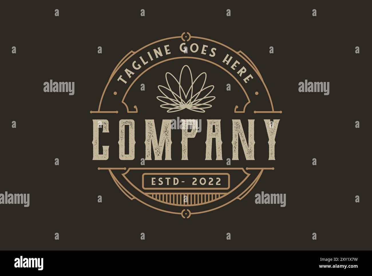 Round Circular Vintage Steampunk Badge Emblem Label Stamp Logo Design ...