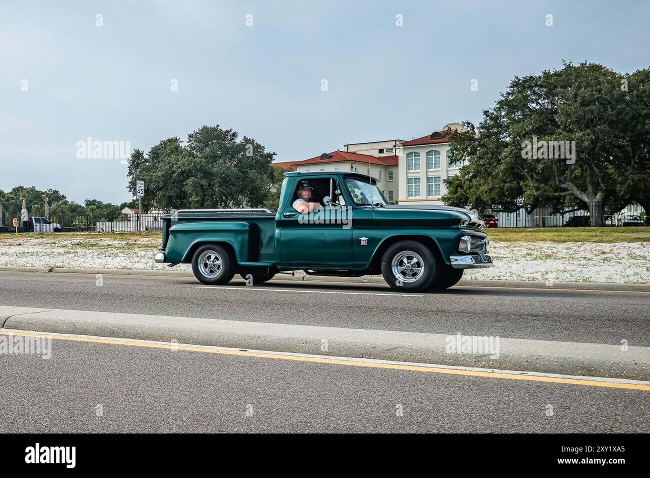 Gulfport, MS - October 05, 2023: Wide angle side view of a 1964 ...
