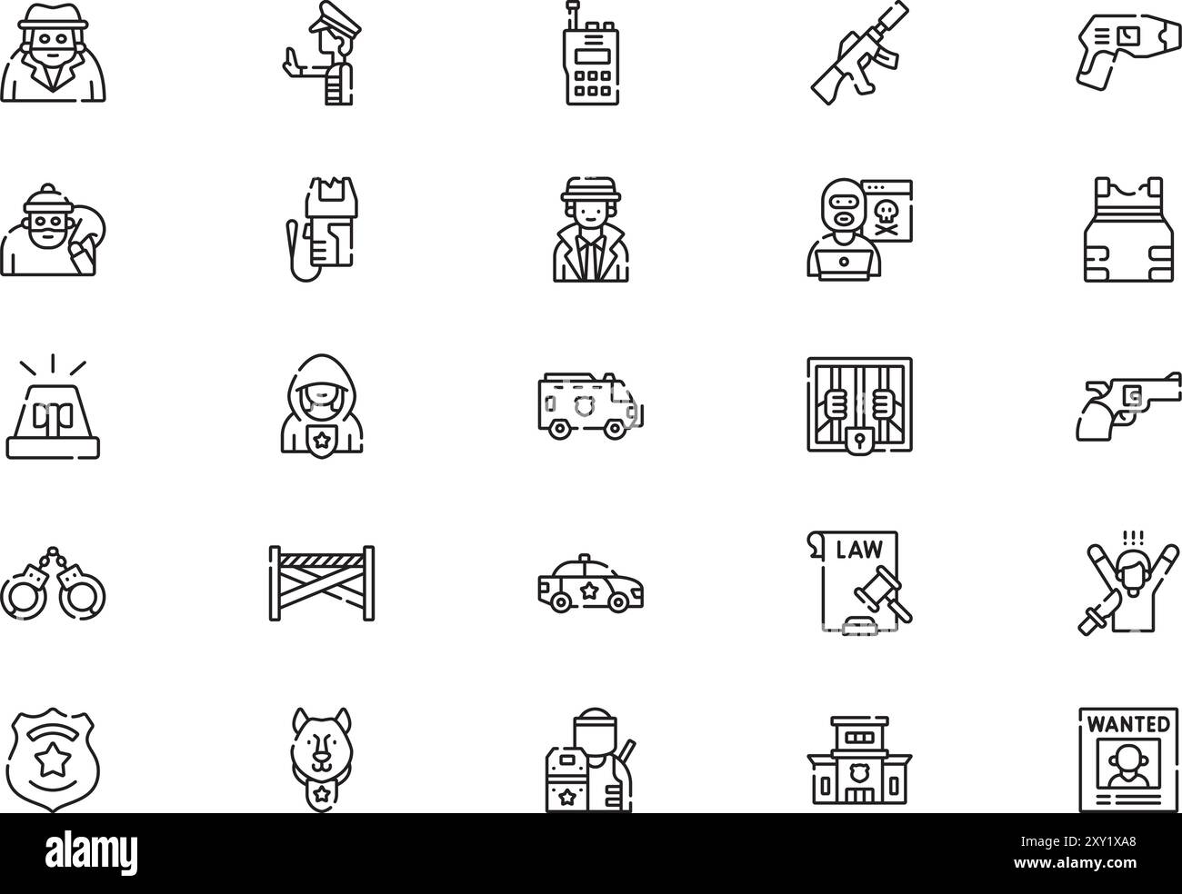 Police icons collection is a vector illustration with editable stroke ...