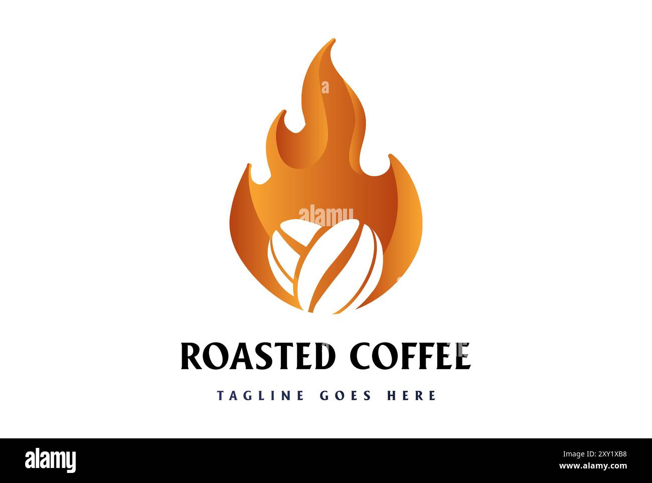 Modern Fire Flame with Coffee Bean for Roasted Product Label Logo ...