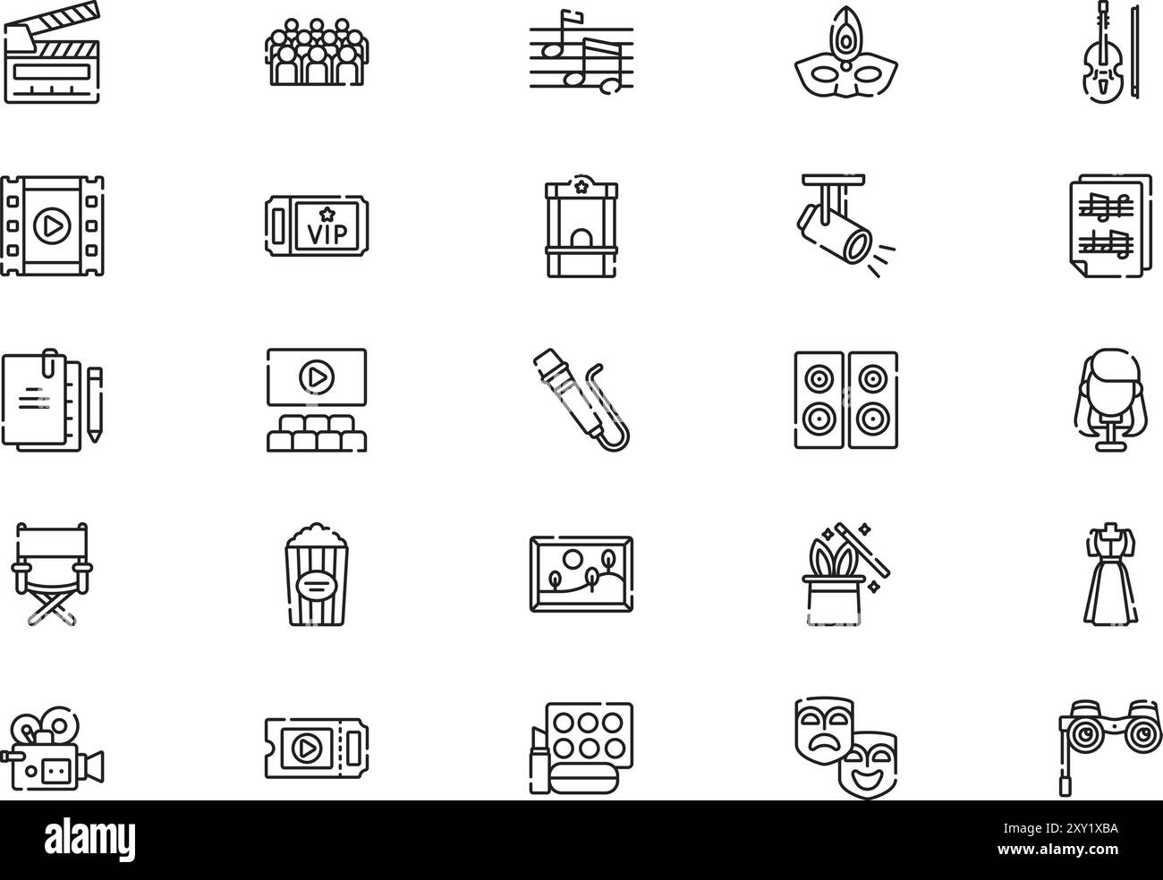 Scenic arts icons collection is a vector illustration with editable ...