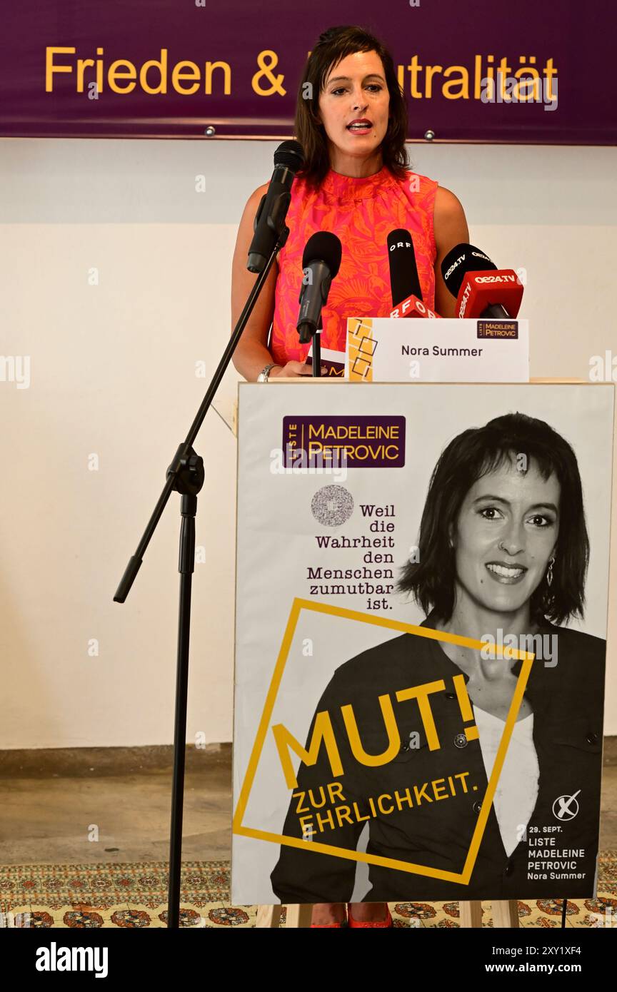 Vienna, Austria. 27th Aug, 2024. Madeleine Petrovic List presents ...