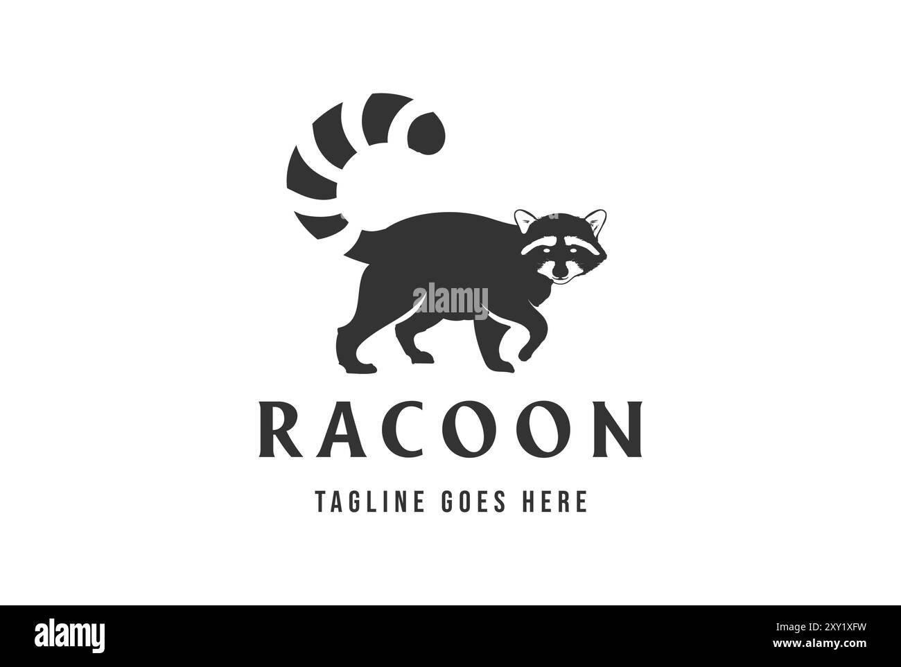 Vintage Retro Standing Walk Raccoon Tail Silhouette Logo Design Vector ...