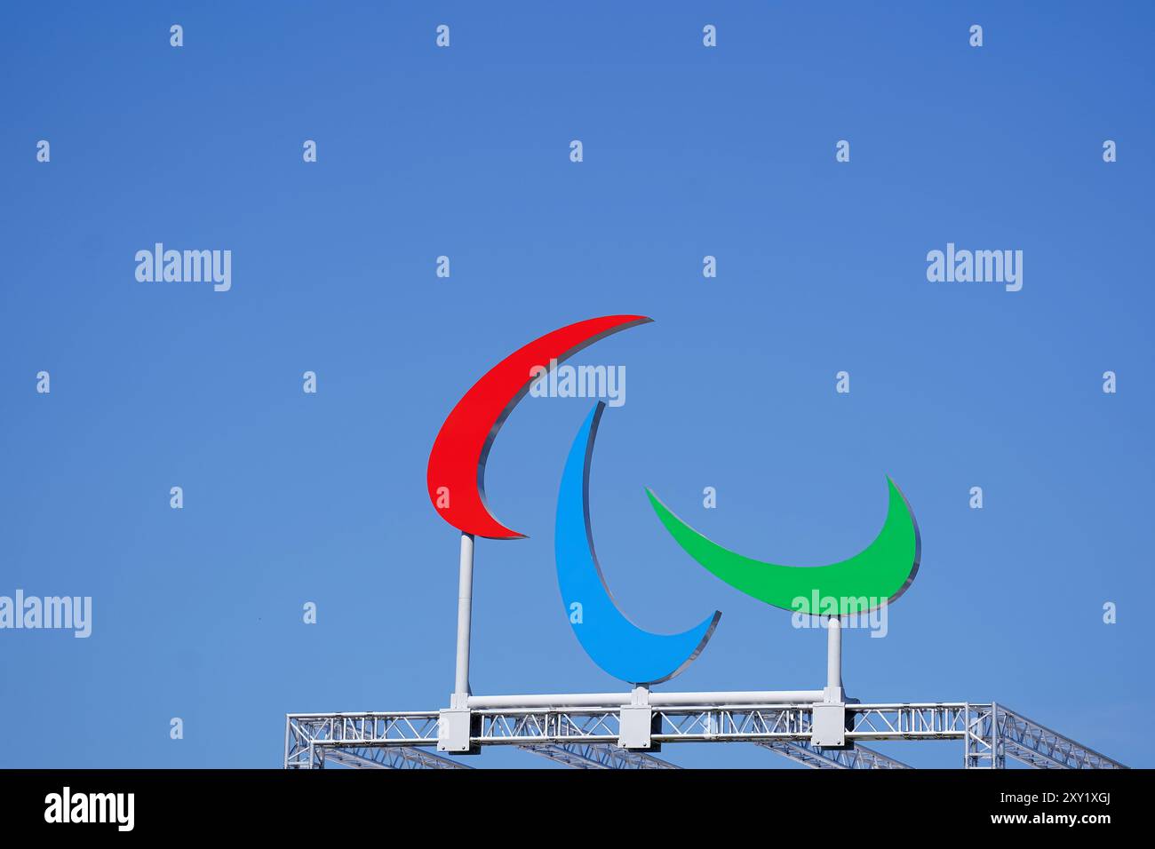 The Agitos Logo can be seen below the Eiffel tower ahead of the Paris ...