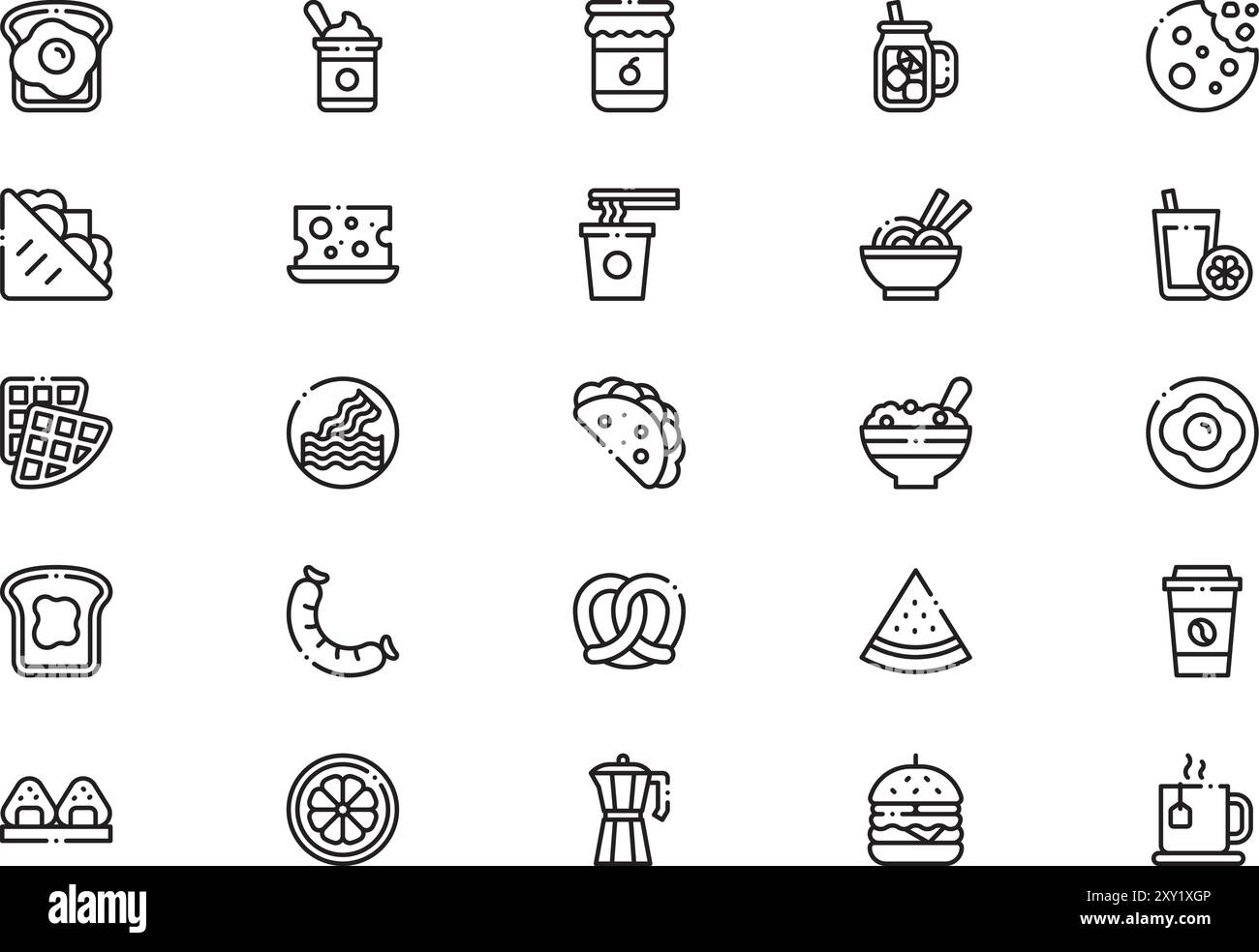 Brunch icons collection is a vector illustration with editable stroke ...