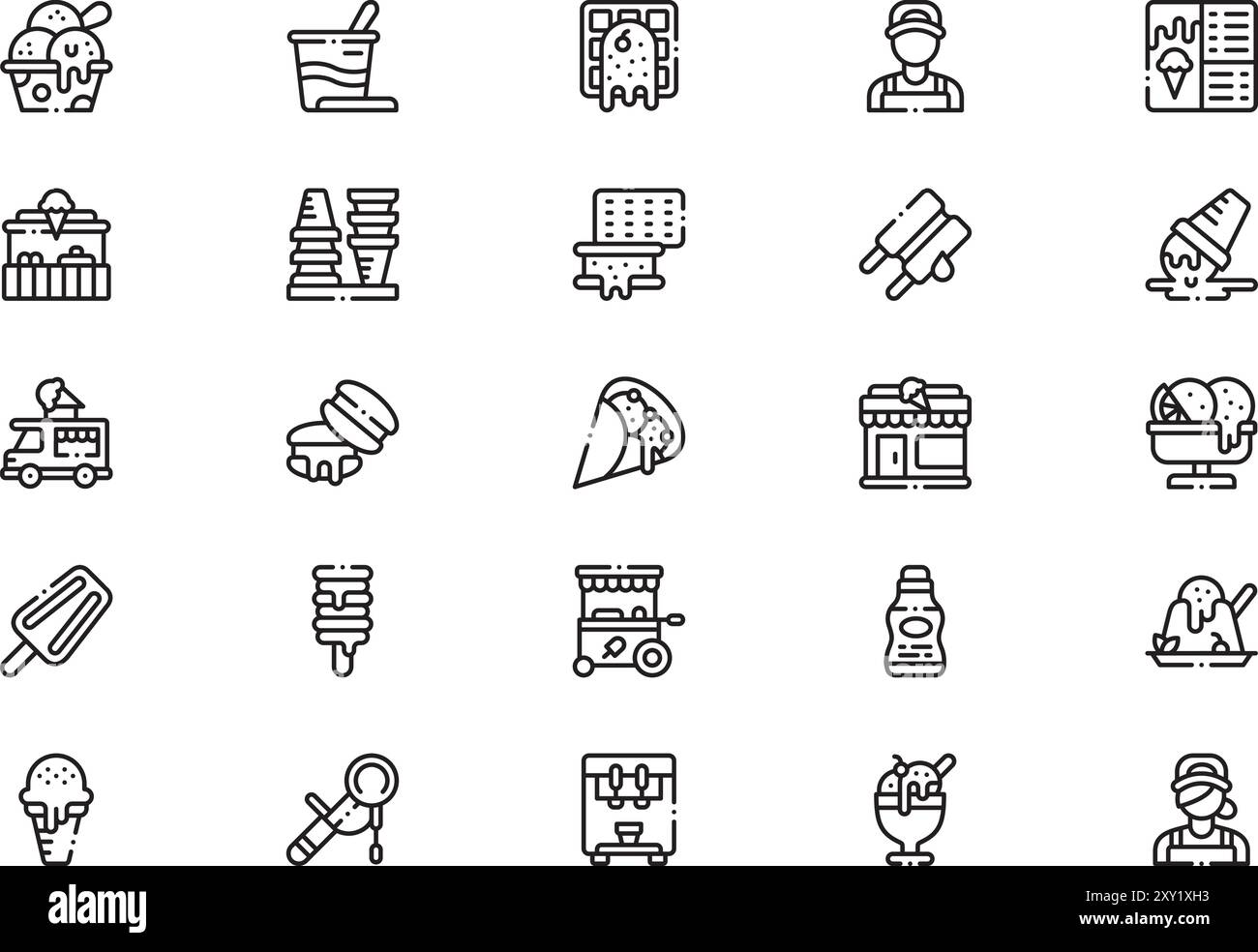 Ice cream icons collection is a vector illustration with editable stroke Stock Vector Image ...