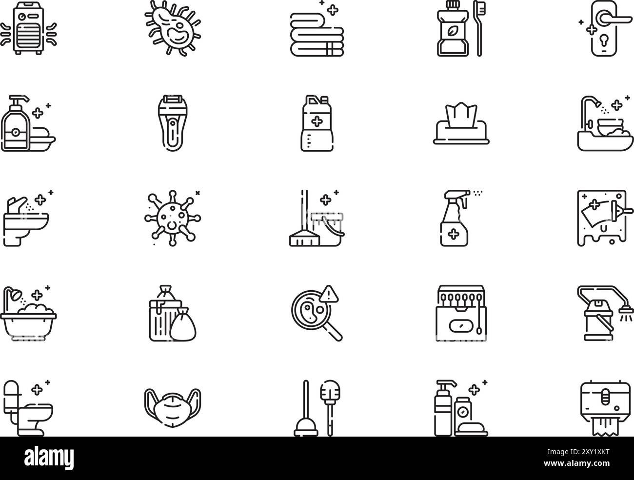 Hygiene and disinfection icons collection is a vector illustration with ...