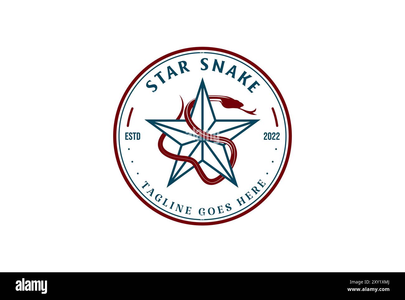 Retro Vintage Star Snake Badge Emblem Label Logo Design Vector Stock ...