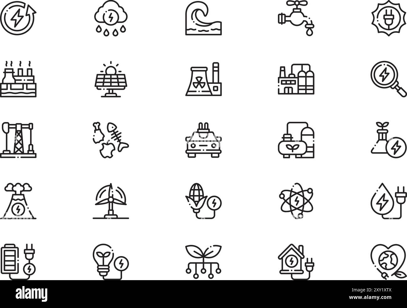 Renewable energy icons collection is a vector illustration with editable stroke Stock Vector ...