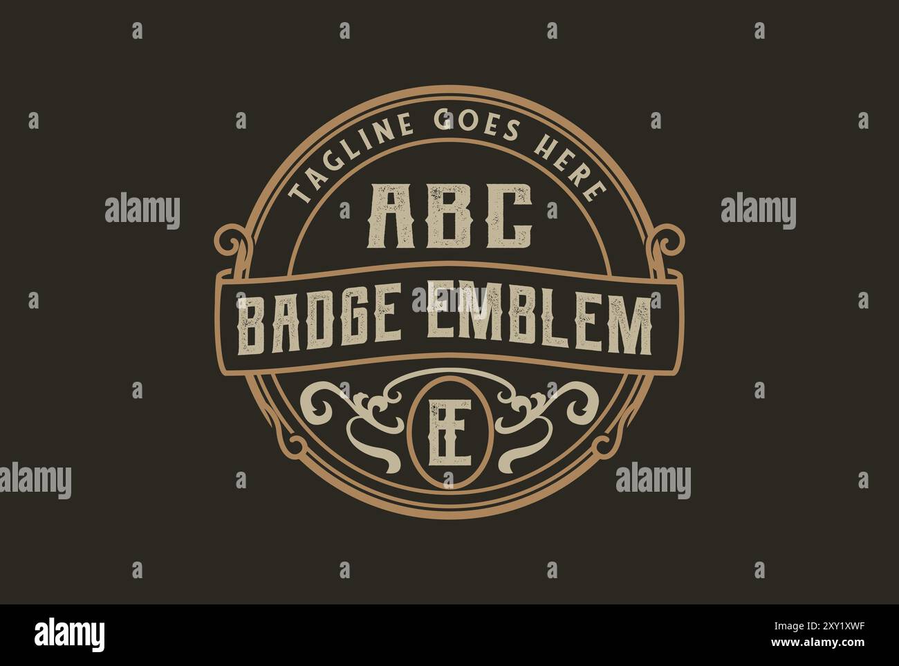 Circular Vintage Steampunk Badge Emblem Label Stamp Logo Design Vector ...