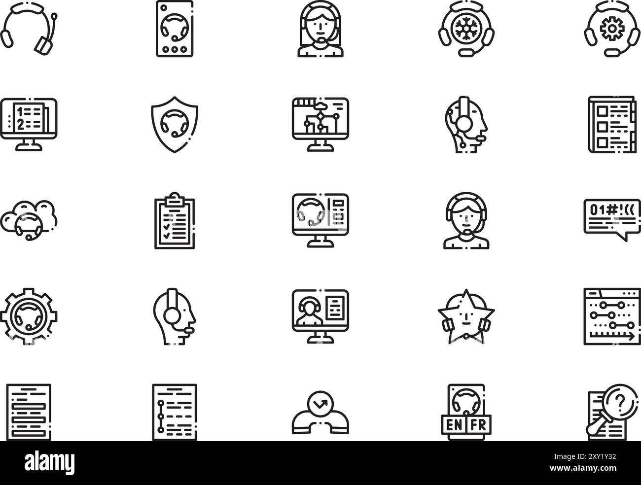 Call center icons collection is a vector illustration with editable ...