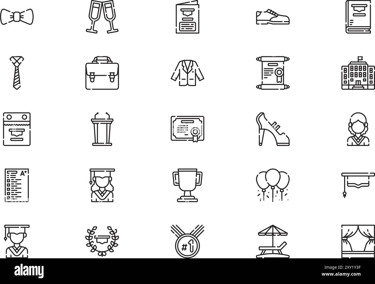 Graduation icons collection is a vector illustration with editable ...