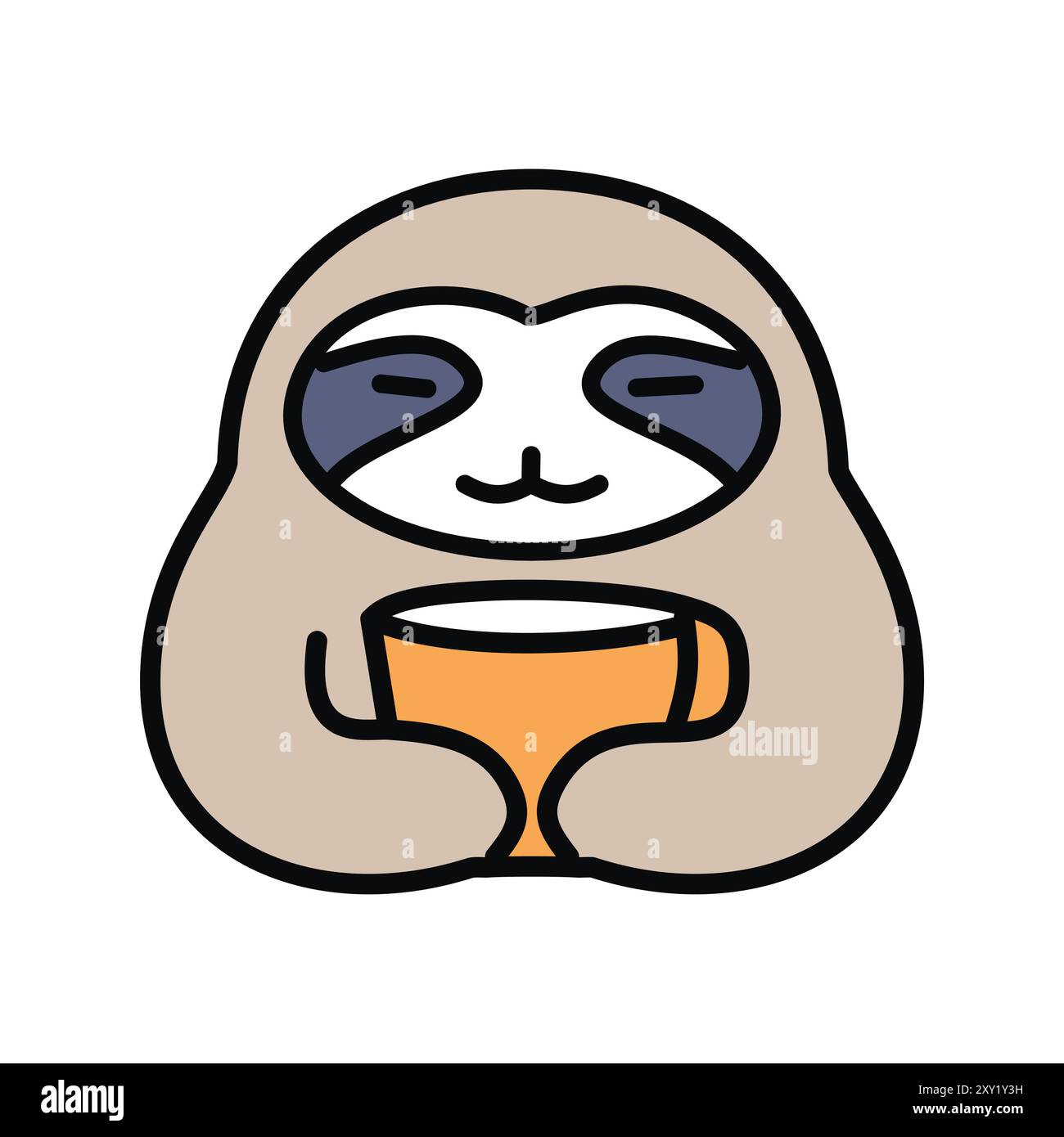 Cute sloth enjoying a cup of coffee. Adorable sloth holding a mug of coffee, suggesting that ...