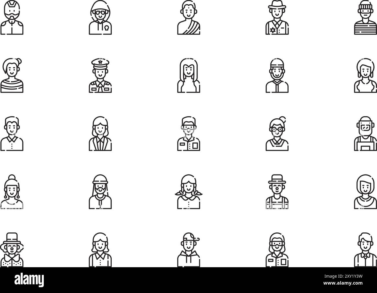 Avatars icons collection is a vector illustration with editable stroke ...