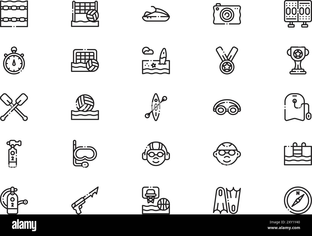 Water sports icons collection is a vector illustration with editable stroke Stock Vector Image ...