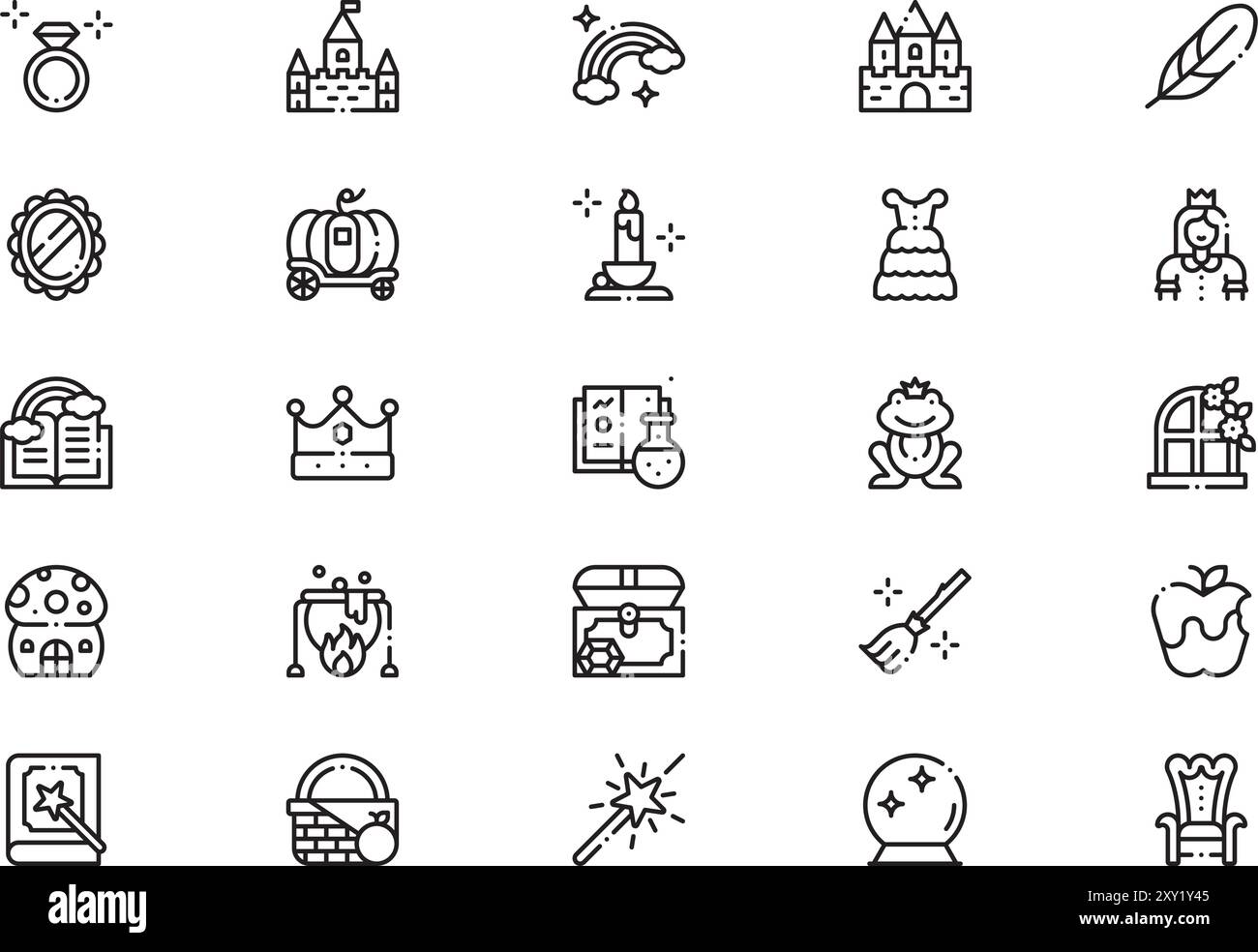 Fairytale icons collection is a vector illustration with editable ...