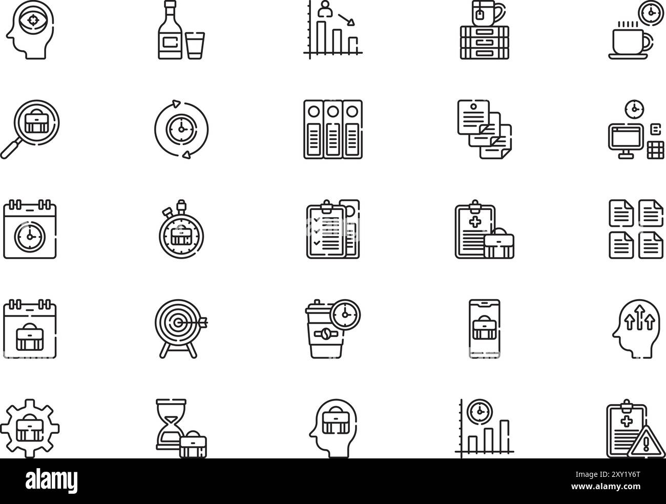 Overworked icons collection is a vector illustration with editable ...