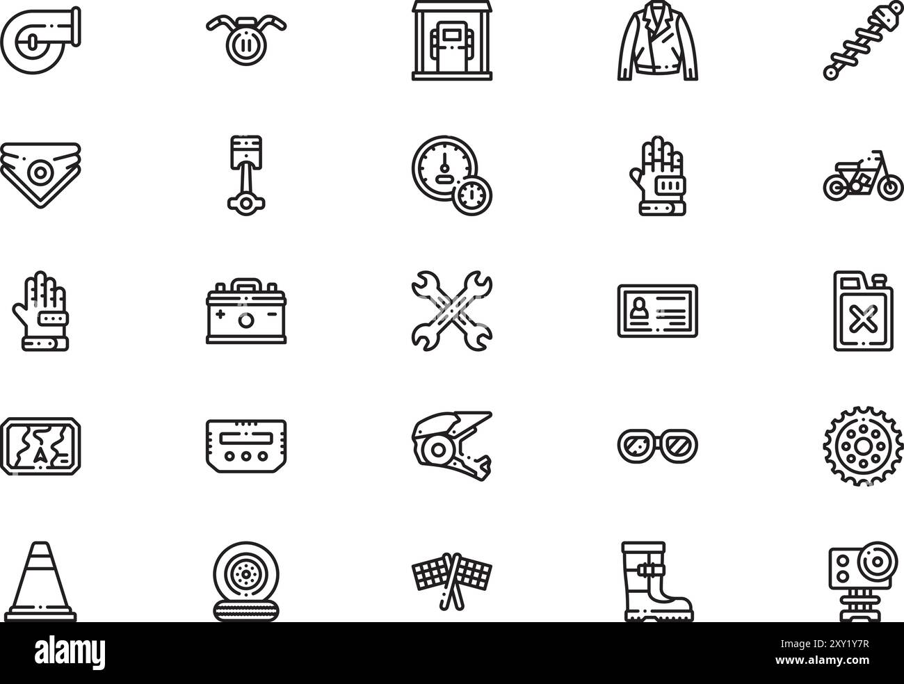 Biker icons collection is a vector illustration with editable stroke ...