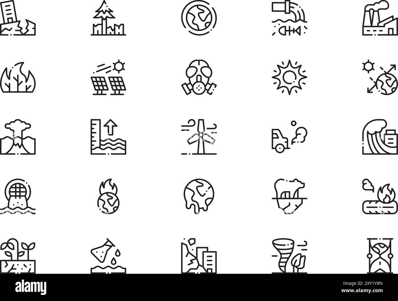 Climate change icons collection is a vector illustration with editable ...