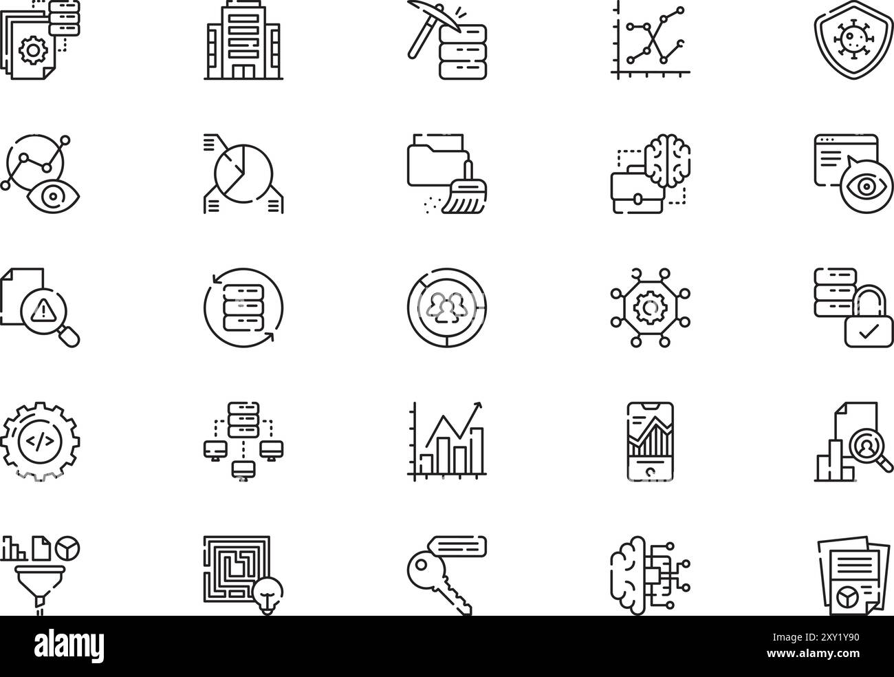 Data analytics icons collection is a vector illustration with editable ...