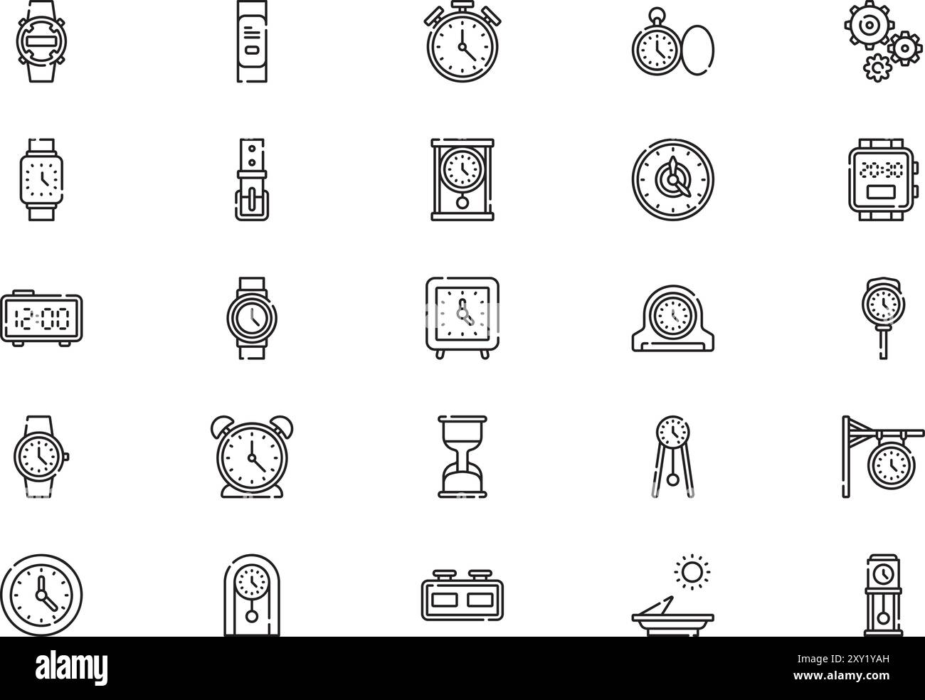 Watch and clock icons collection is a vector illustration with editable ...
