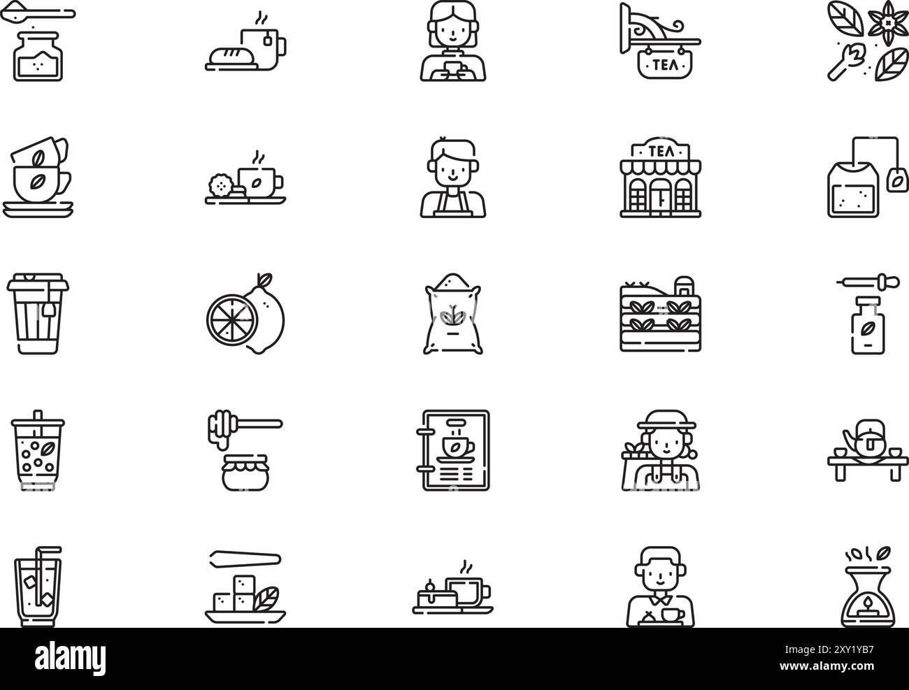 Tea icons collection is a vector illustration with editable stroke ...