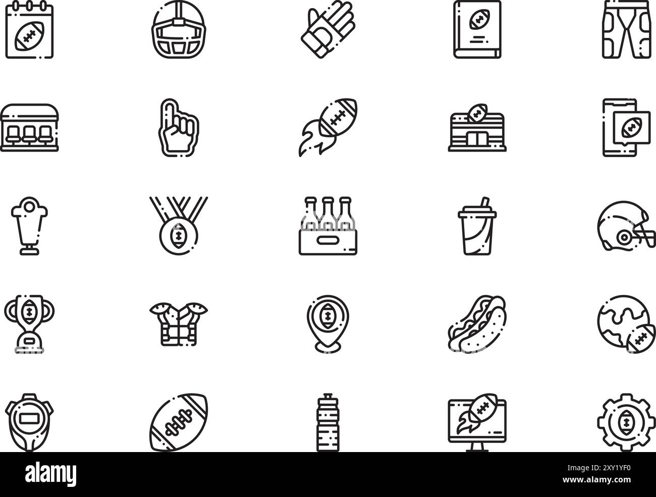 American football icons collection is a vector illustration with editable stroke Stock Vector ...