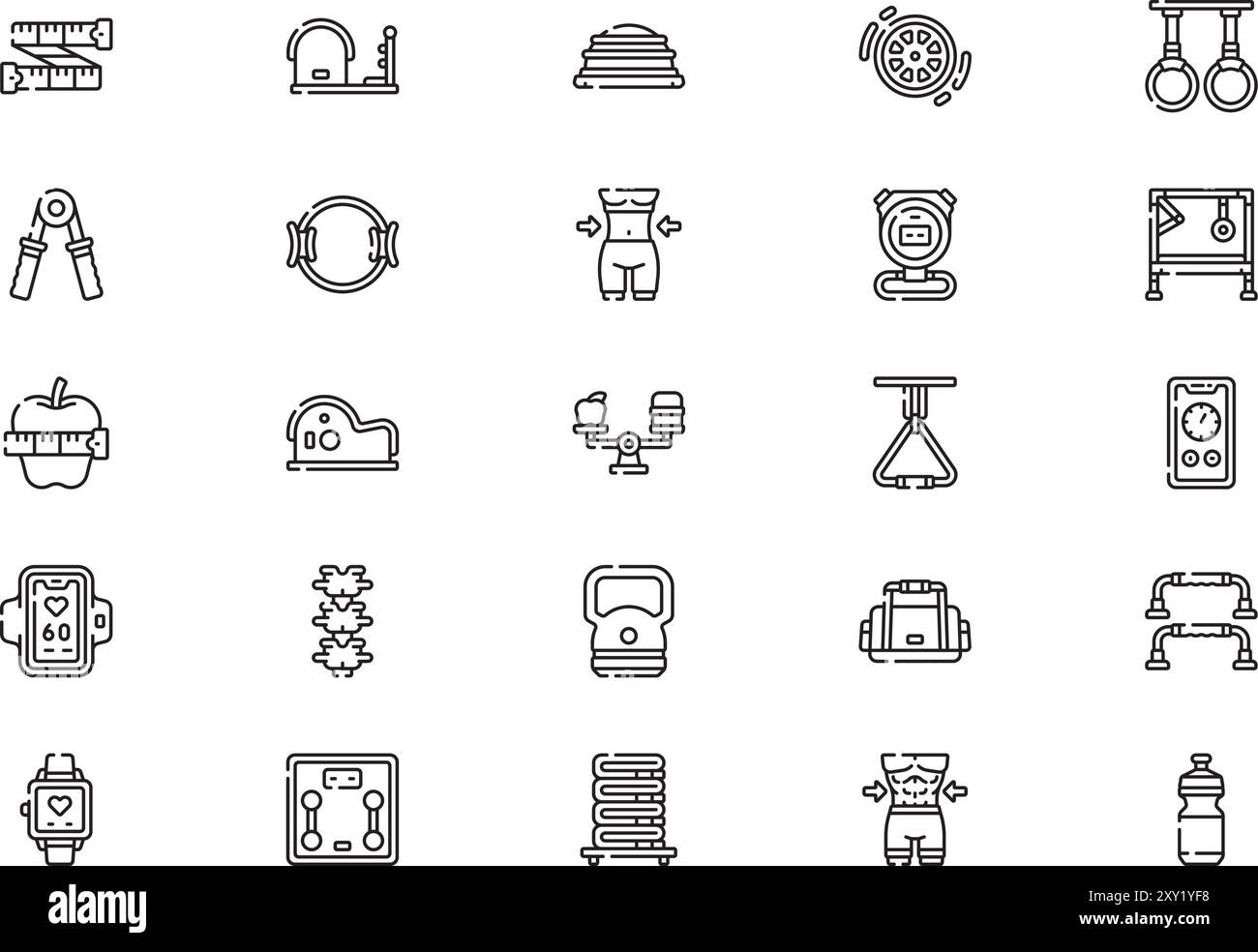 Pilates icons collection is a vector illustration with editable stroke ...