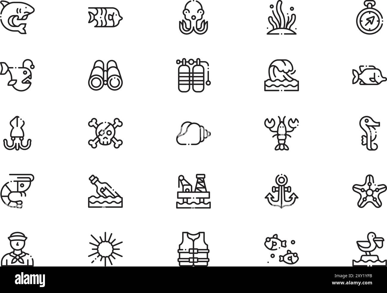 Ocean icons collection is a vector illustration with editable stroke ...