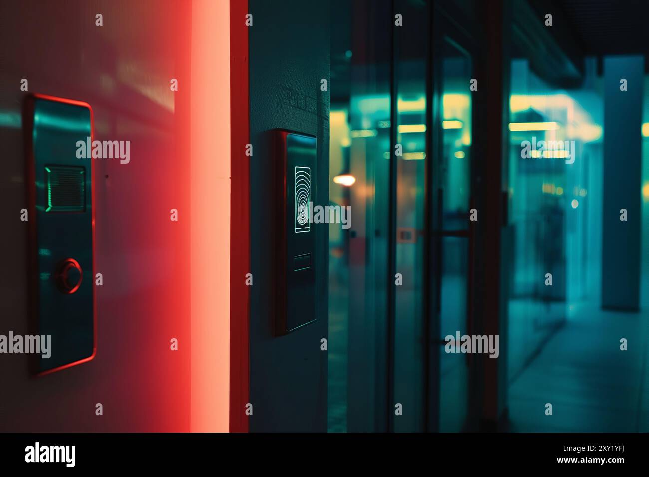 Concept of the future of security. Finger print scan access control ...
