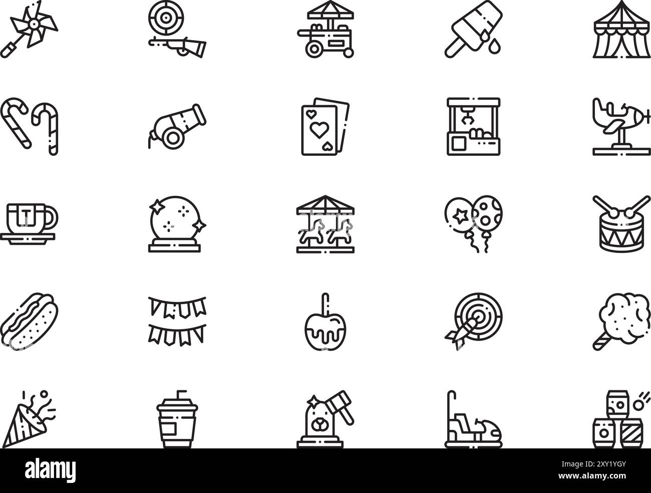 Fair icons collection is a vector illustration with editable stroke ...