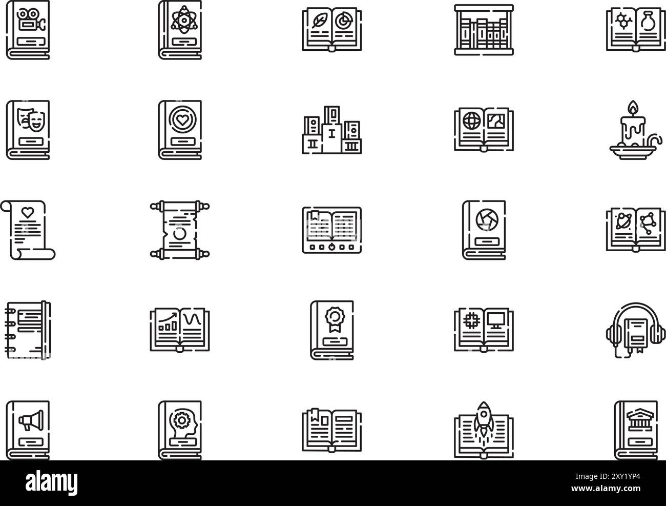 Literacy icons collection is a vector illustration with editable stroke ...