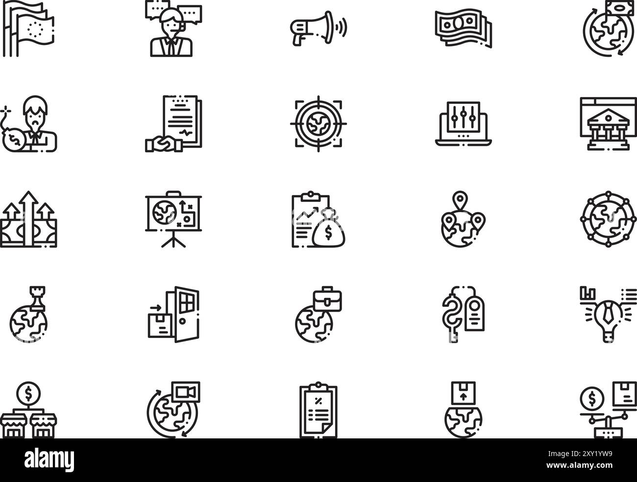 Global business icons collection is a vector illustration with editable ...