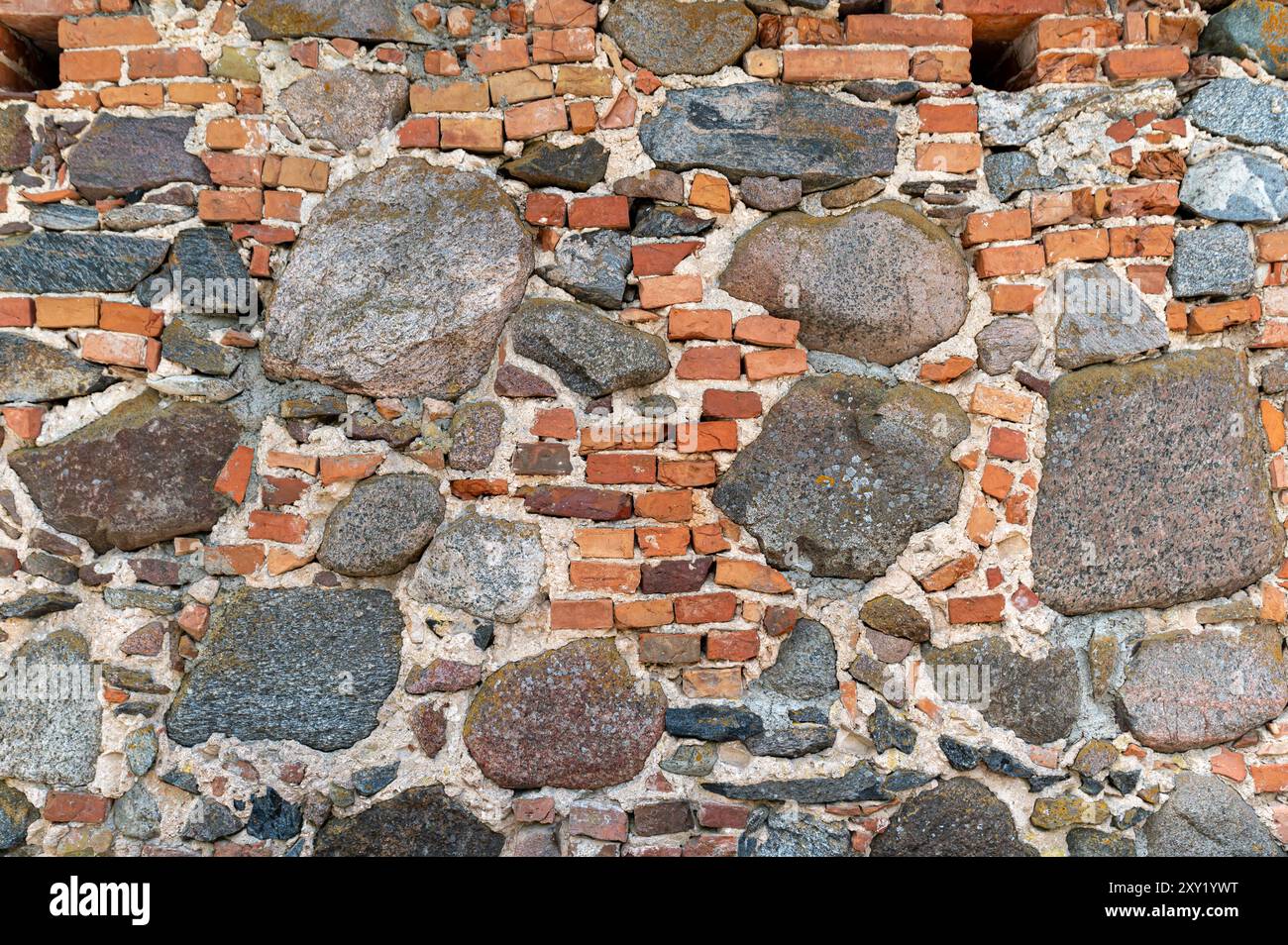 Close-up view of a rustic stone wall showcasing various textured stones ...