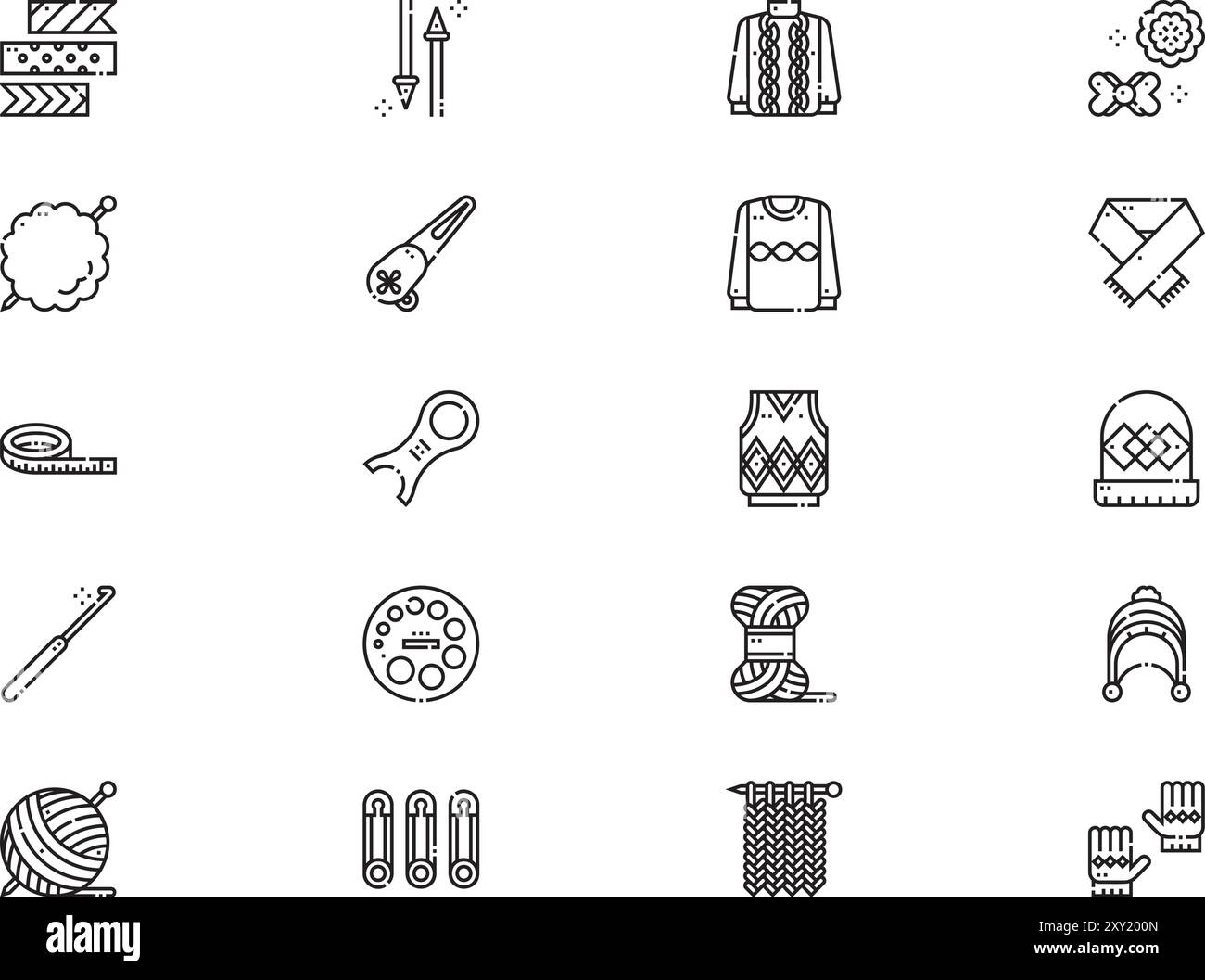 Knitting icons collection is a vector illustration with editable stroke ...