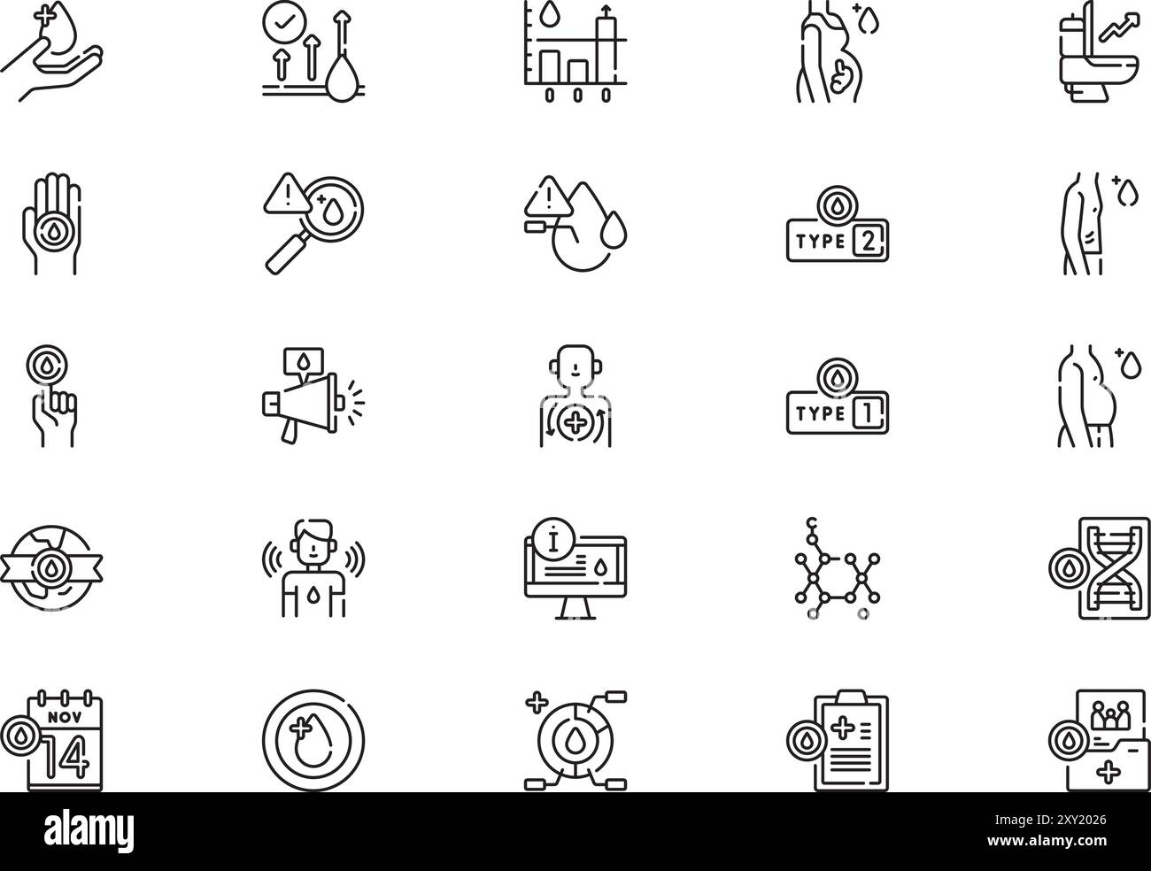 World diabetes day icons collection is a vector illustration with ...