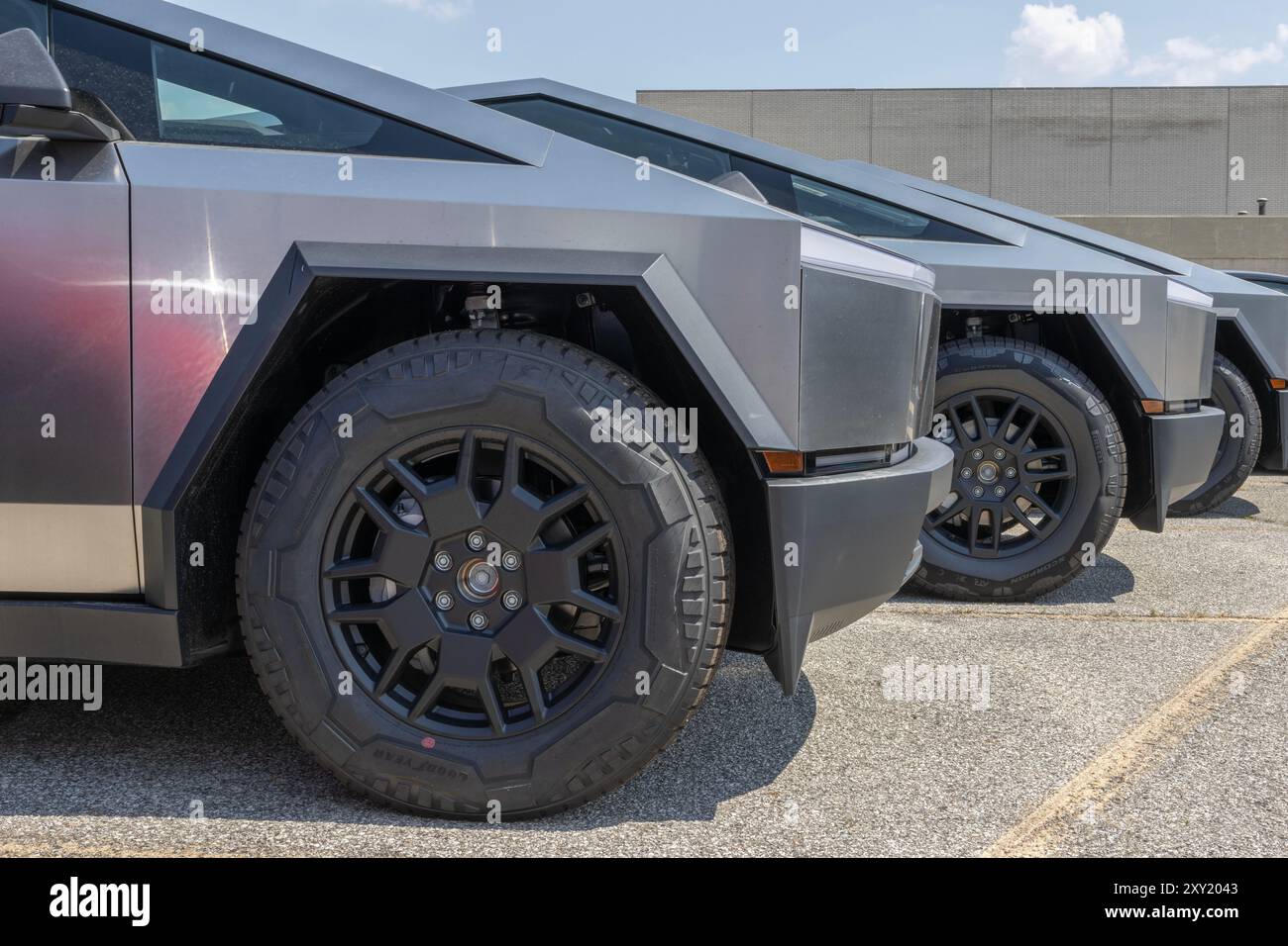 Indianapolis - August 25, 2024: Tesla Cybertruck display at a ...
