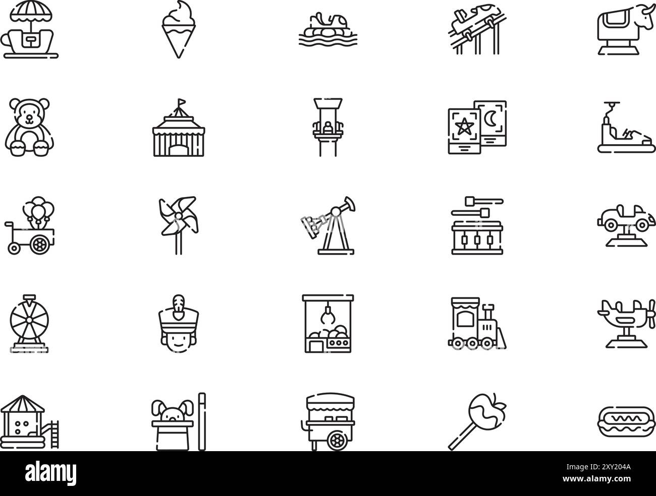 Fair icons collection is a vector illustration with editable stroke ...