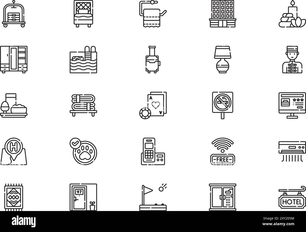 Hotel icons collection is a vector illustration with editable stroke ...