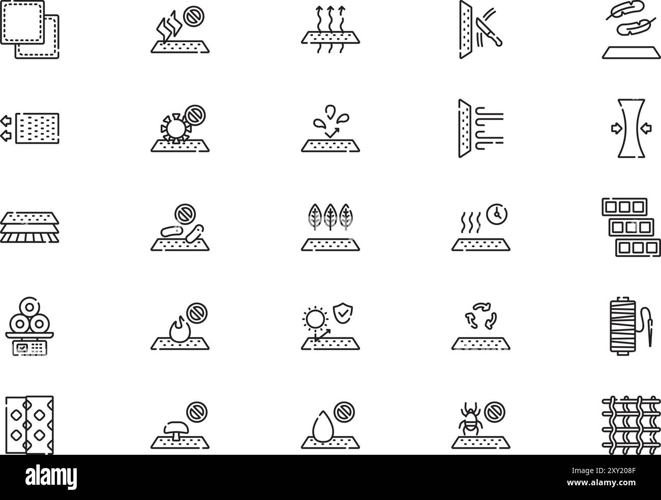 Fabric features icons collection is a vector illustration with editable ...
