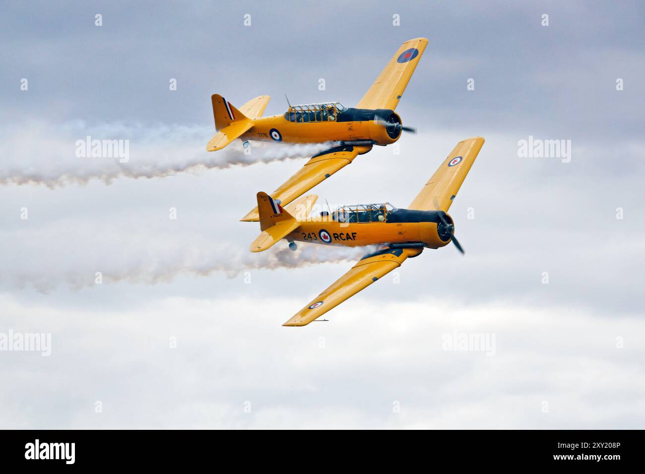 North American Harvard IV trainer aircraft flying at an annual airshow ...